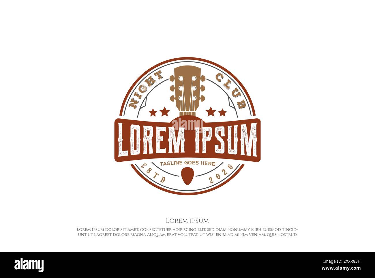 Country Guitar Music Western Vintage Retro Saloon Bar Cowboy Logo ...