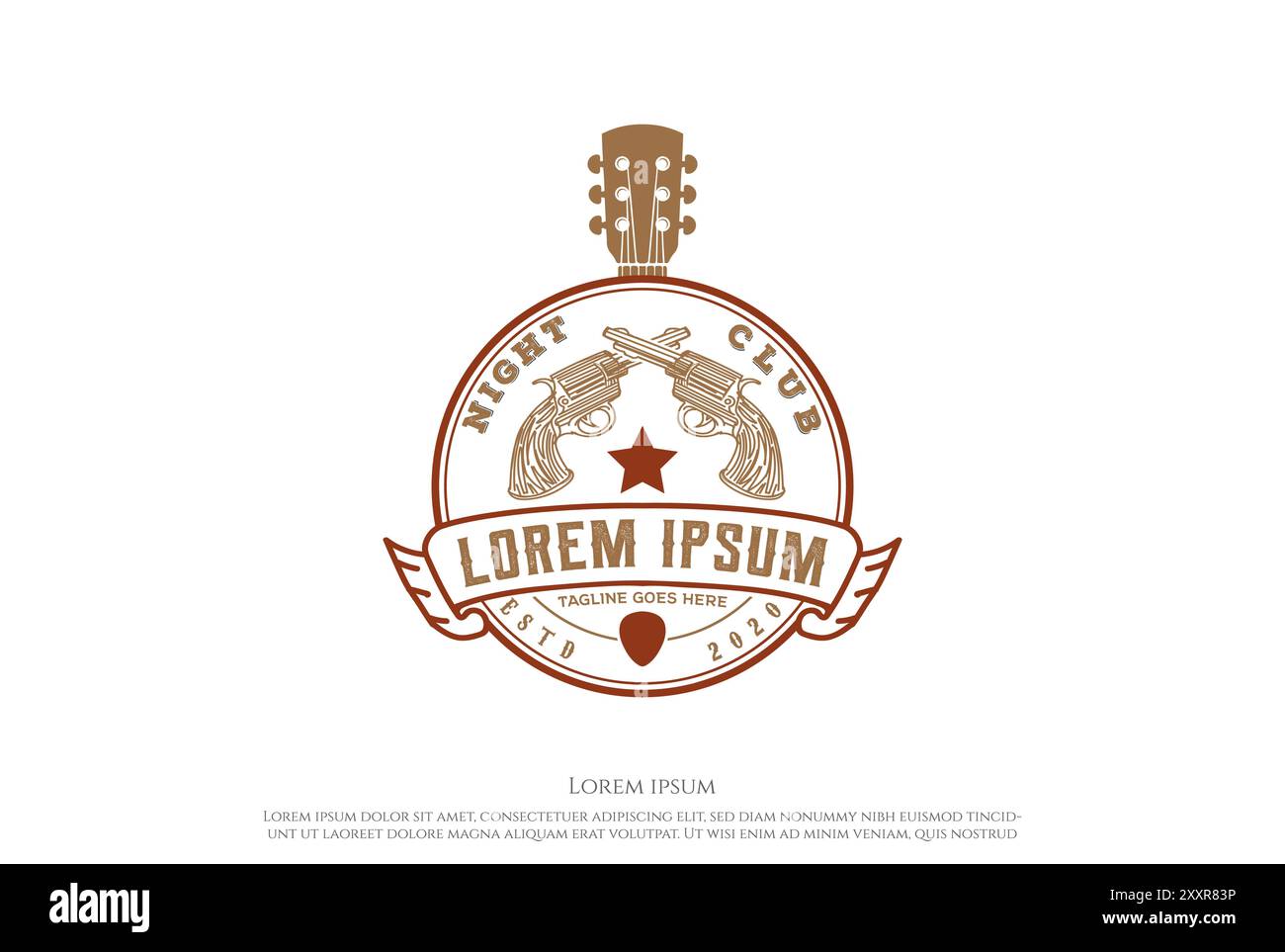 Country Guitar with Gun for Music Western Vintage Retro Saloon Bar ...