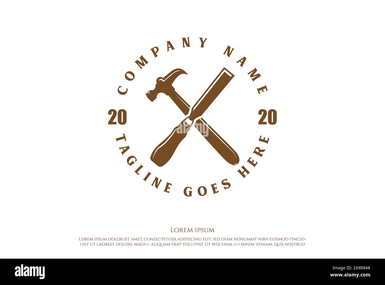 Rustic Crossed Hammer and Chisel for Carpenter or Woodworking Logo ...