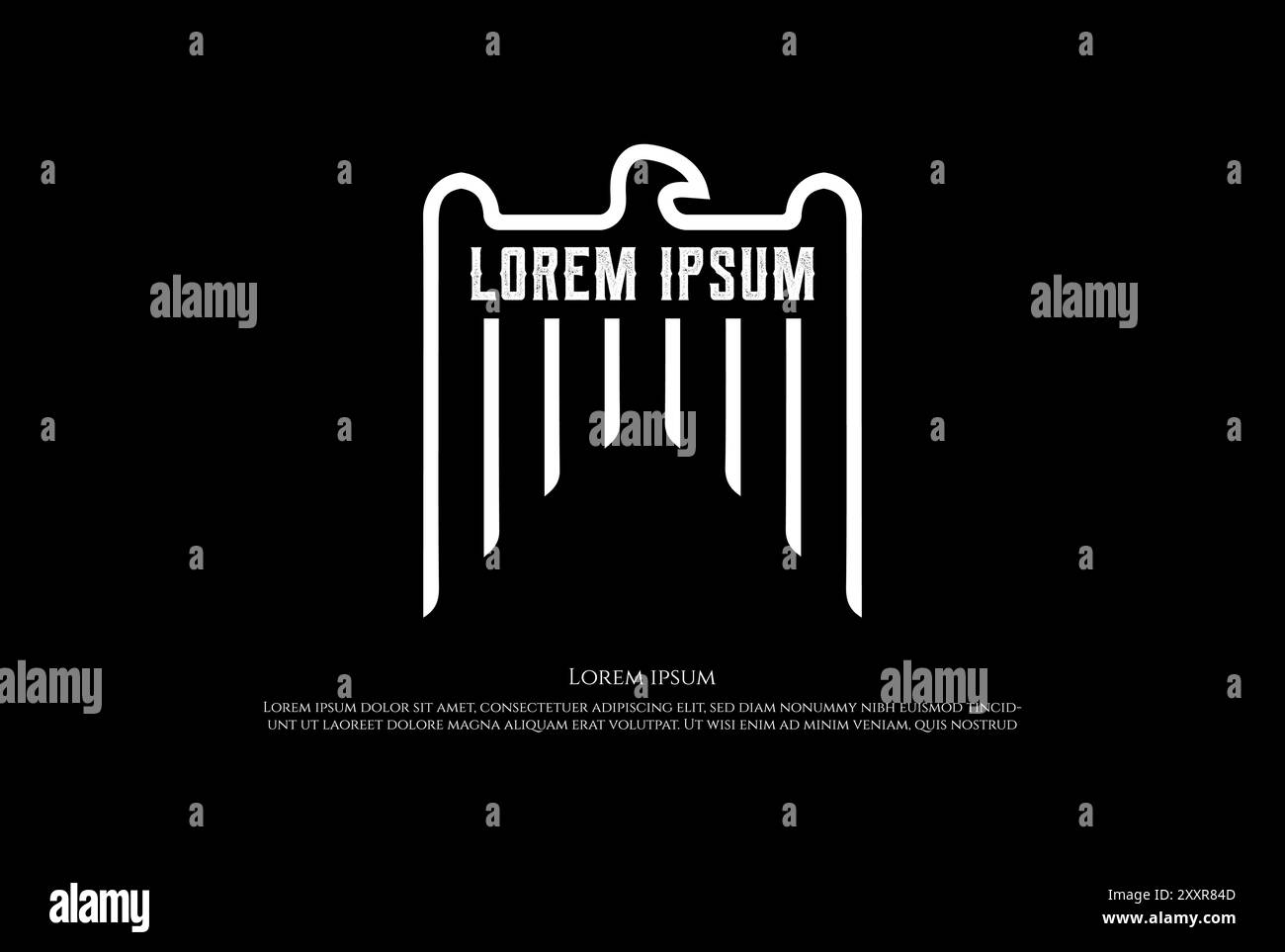 Strong Phoenix Eagle Hawk Falcon Bird Line Outline Logo Design Vector ...