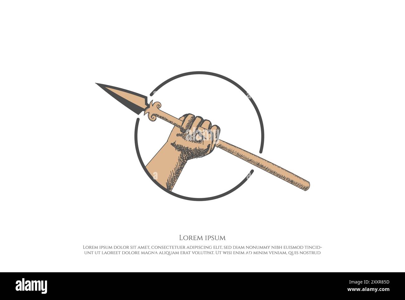 Rustic Hand Hold Spear Weapon Logo Design Vector Stock Vector Image ...
