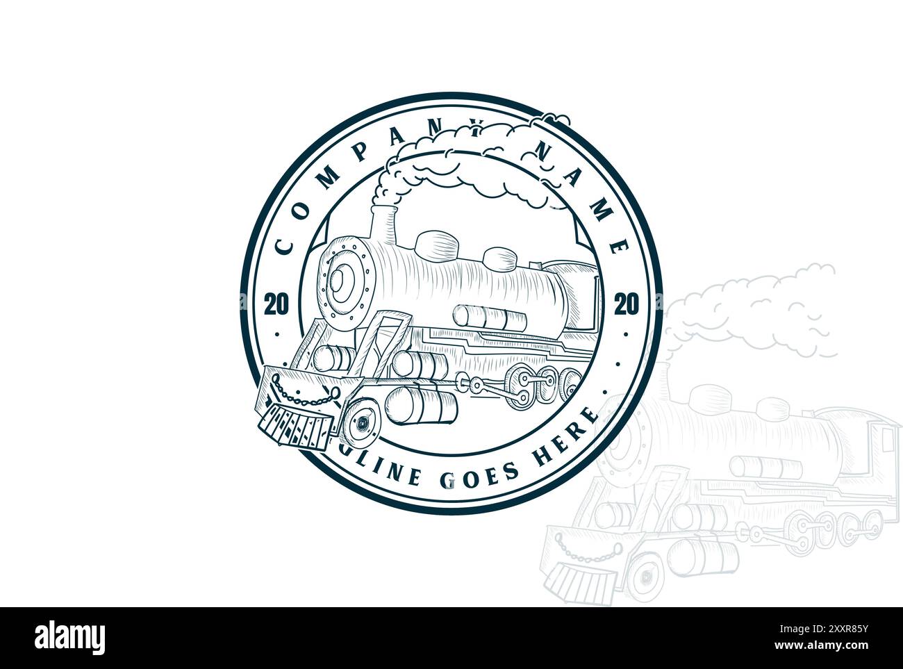 Vintage Retro Steam Train Locomotive Logo Design Vector Stock Vector ...