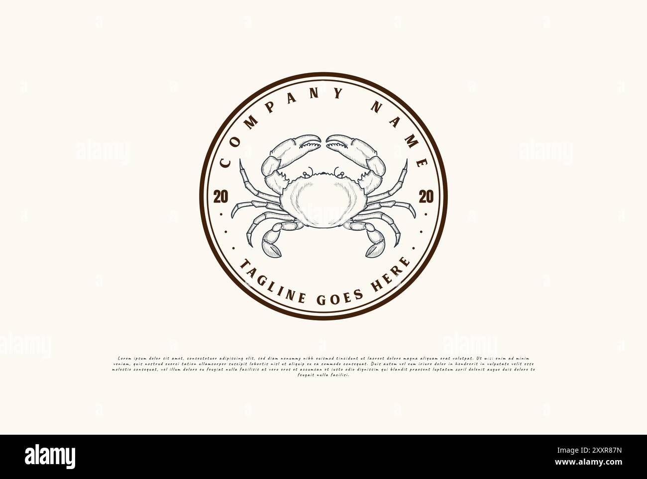 Retro Vintage Circular Crab for Seafood Restaurant or Product Label ...