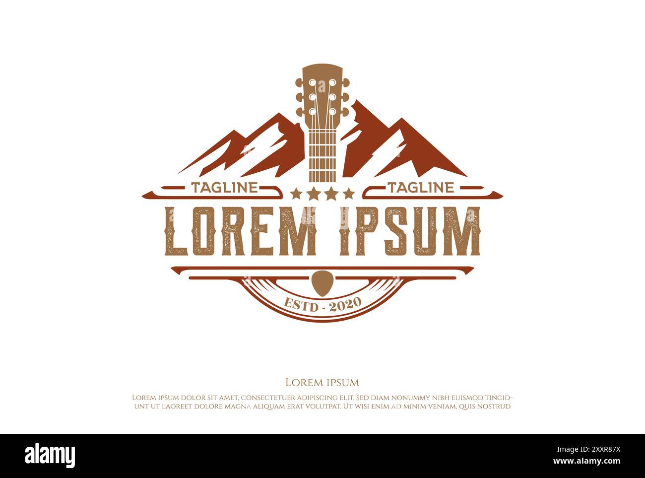 Mountain Country Guitar Music Western Vintage Retro Saloon Bar Cowboy ...