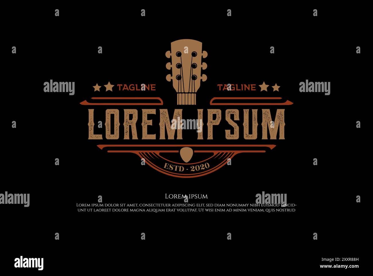 Country Guitar Music Western Vintage Retro Saloon Bar Cowboy Logo ...