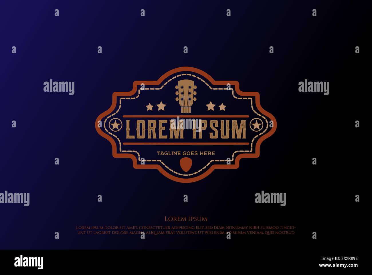 Country Guitar Music Western Vintage Retro Saloon Bar Cowboy Logo ...