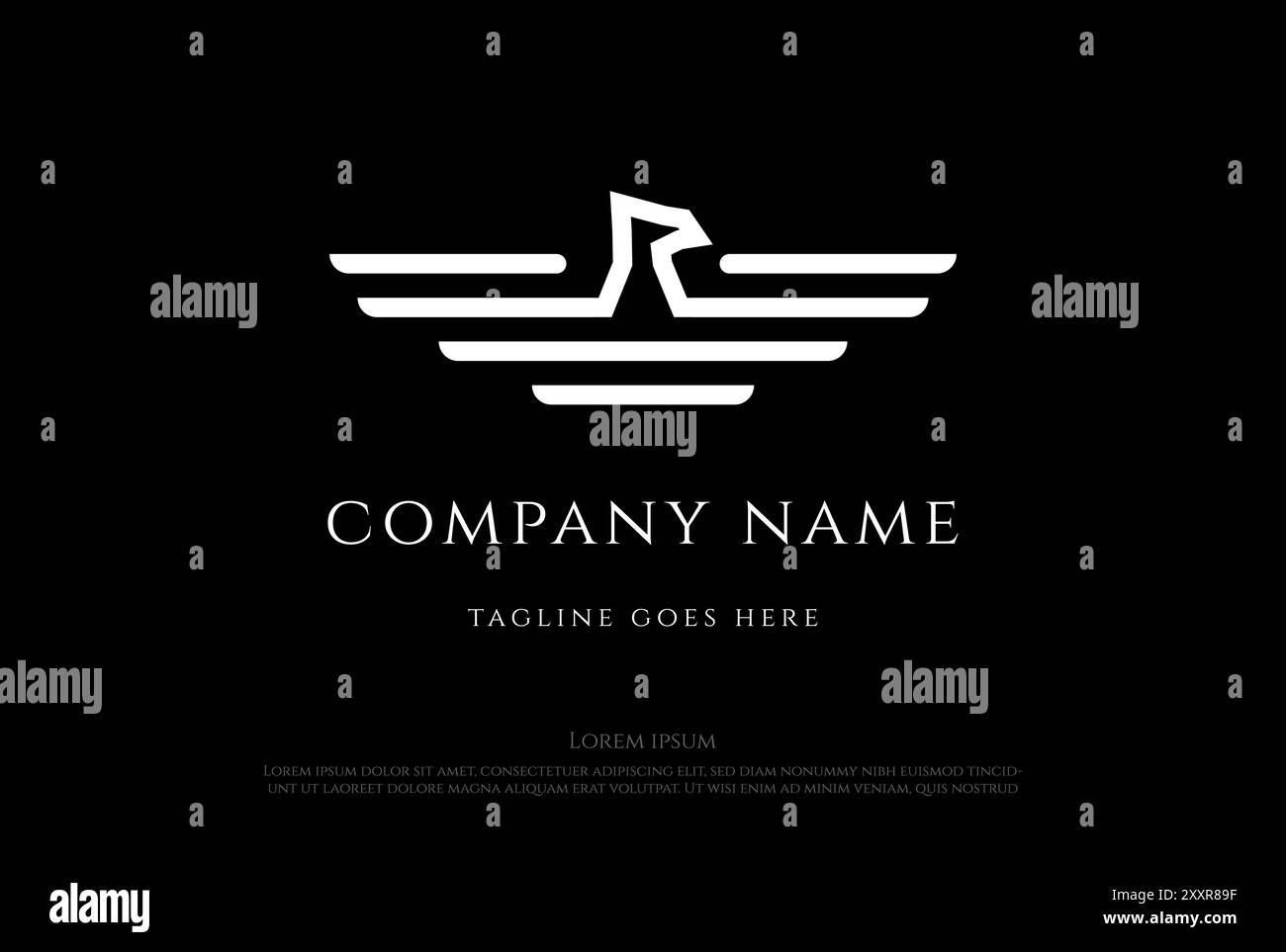 Black Strong Phoenix Eagle Hawk Falcon Bird Line Outline Logo Design ...