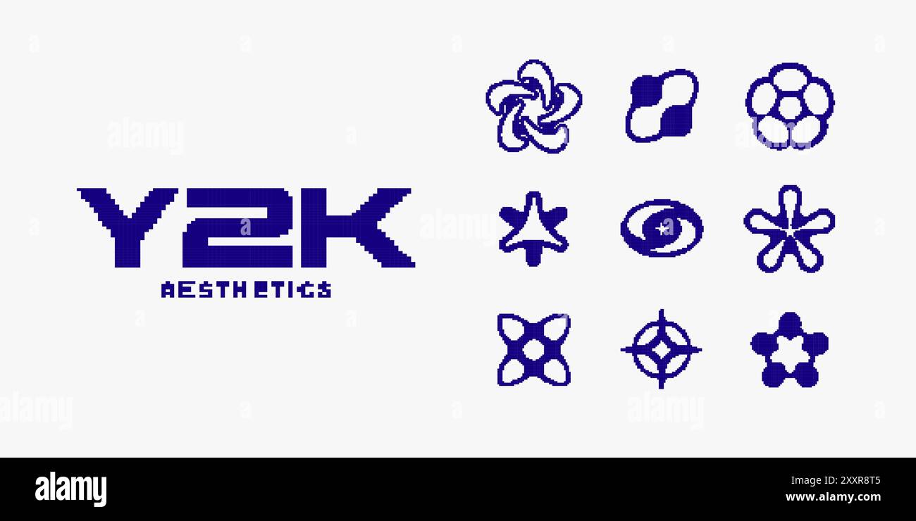 Y2K pixel style asset. 8 bit vector abstract shapes Stock Vector Image ...