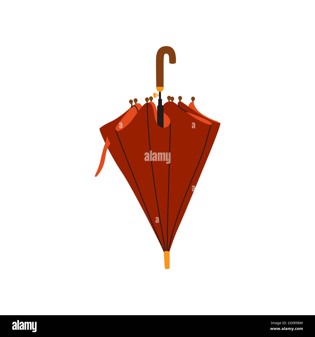 Red opened umbrella. Vector illustration. Bright flat season ...
