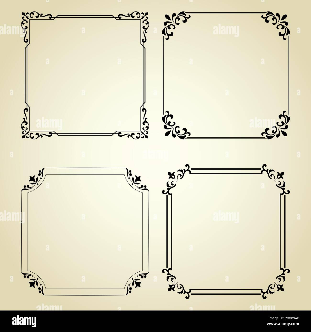 Vintage set of decorative frames. Graphic design in vintage style Stock ...