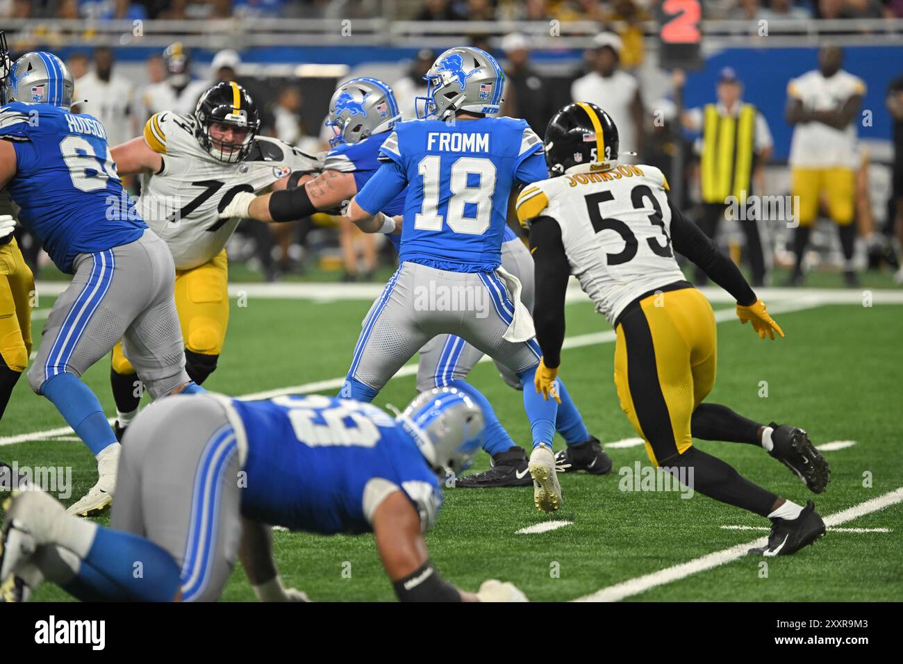 DETROIT, MI - AUGUST 24: Detroit Lions QB Jake Fromme (18) holds strong ...