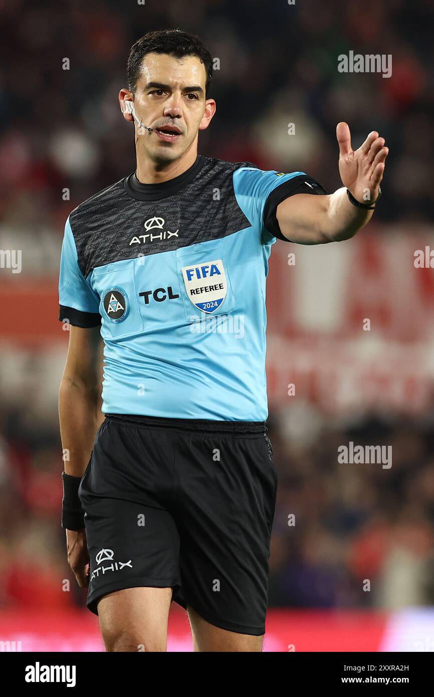 Argentinian referee Leandro Rey Hilfer gestures during the Argentine ...