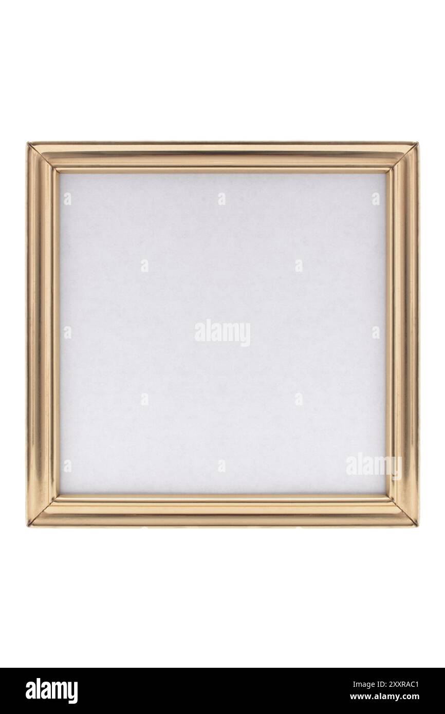 Square gold photo frame on white background Stock Photo - Alamy
