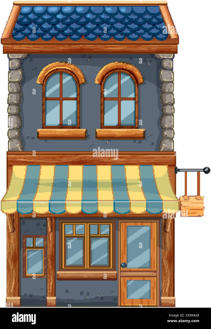 Illustration of a quaint two-story shop Stock Vector Image & Art - Alamy
