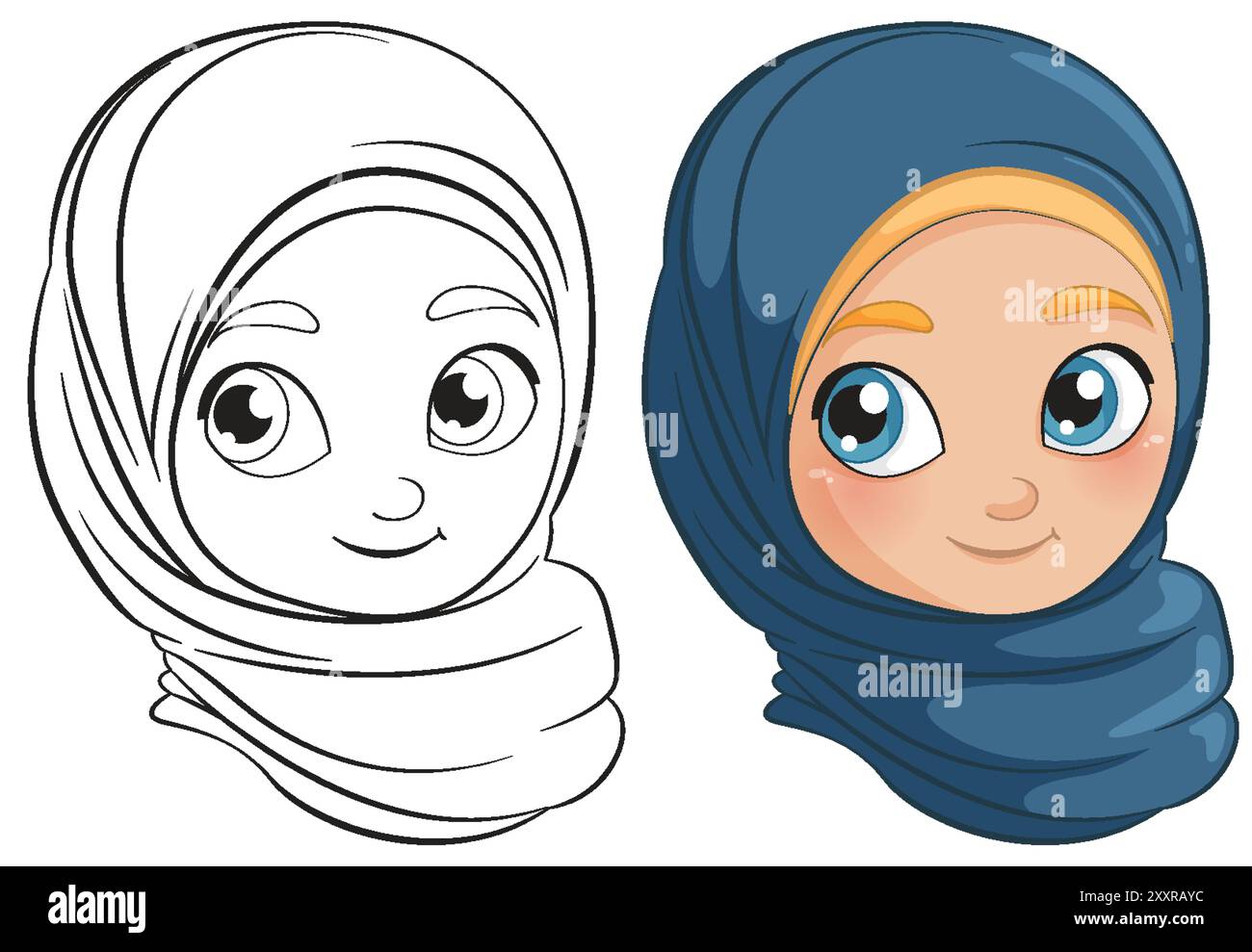 Color and outline versions of a Muslim character Stock Vector Image ...