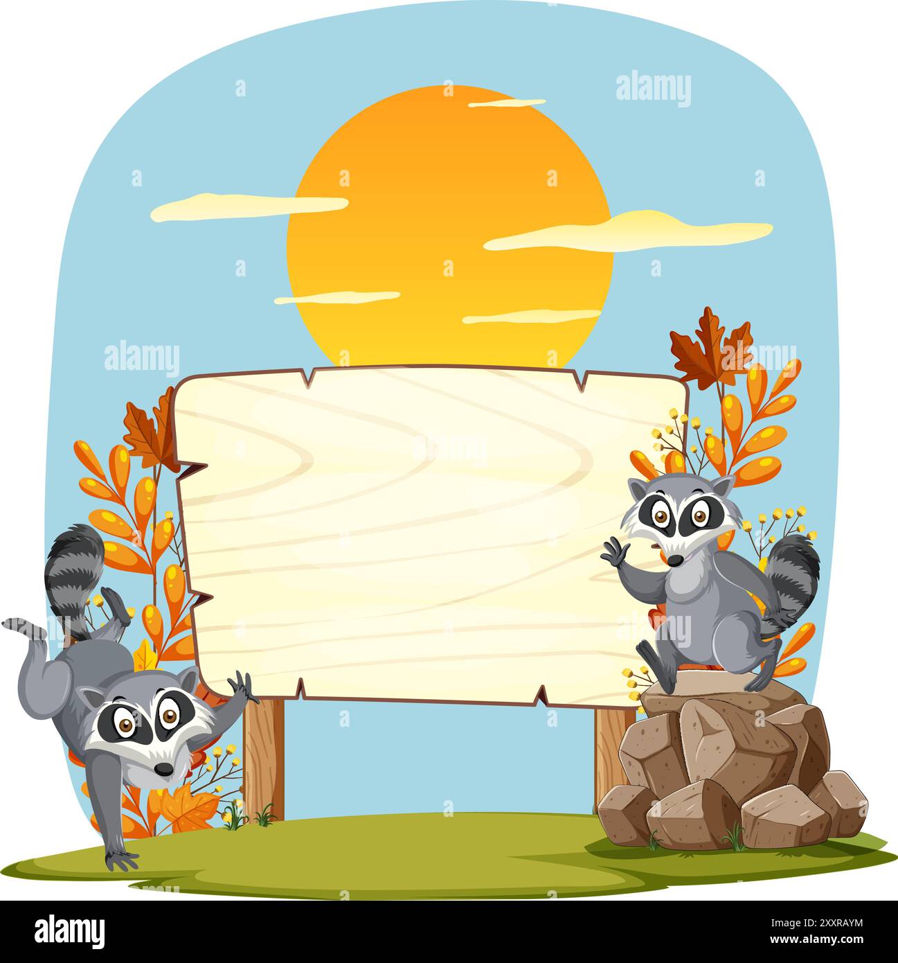 Two raccoons with a blank sign Stock Vector Image & Art - Alamy