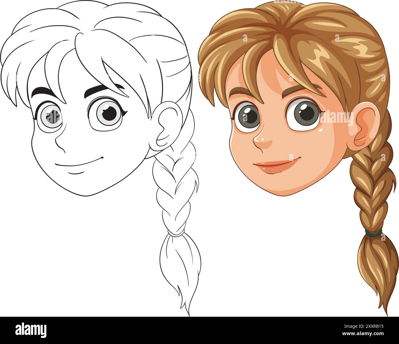 Vector illustration of a girl with braided hair Stock Vector Image ...