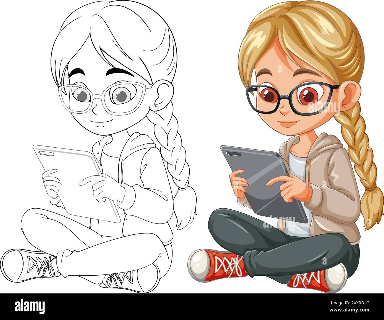 Child studying student kid using Stock Vector Images - Alamy
