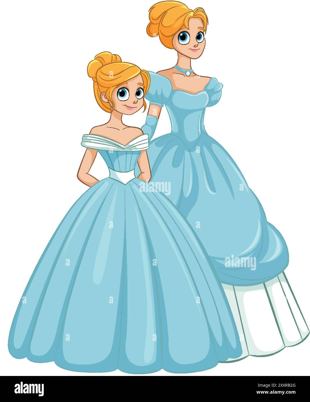 Two princesses wearing beautiful blue dresses Stock Vector Image & Art ...