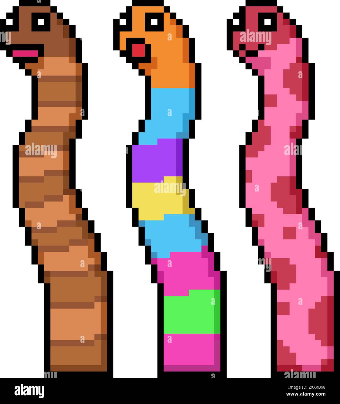 pixel art of earth worm friend isolated background Stock Vector Image ...