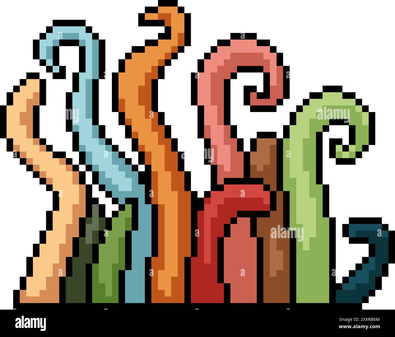 pixel art of colorful rainbow seaweed isolated background Stock Vector ...