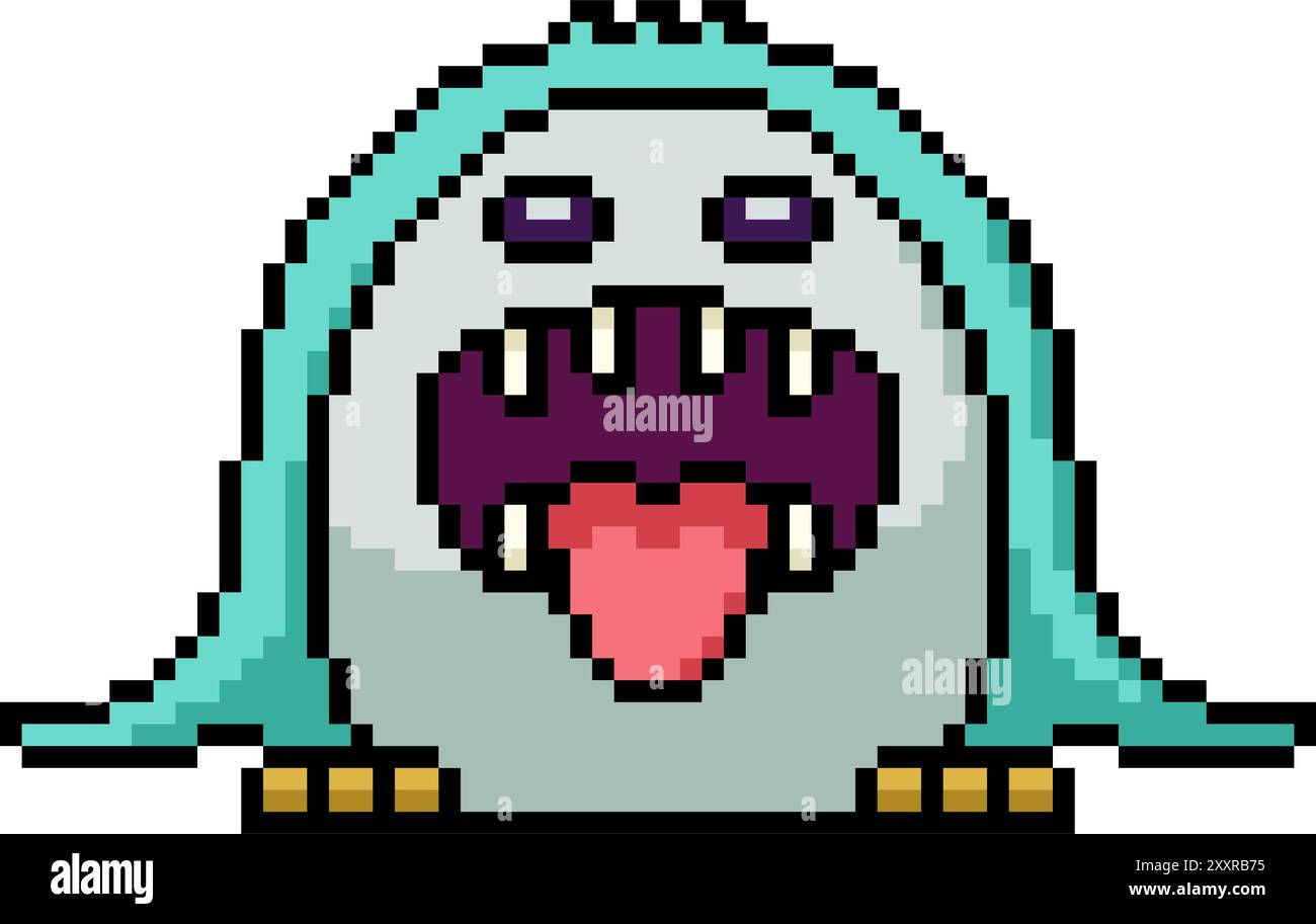pixel art of scary penguin monster isolated background Stock Vector ...