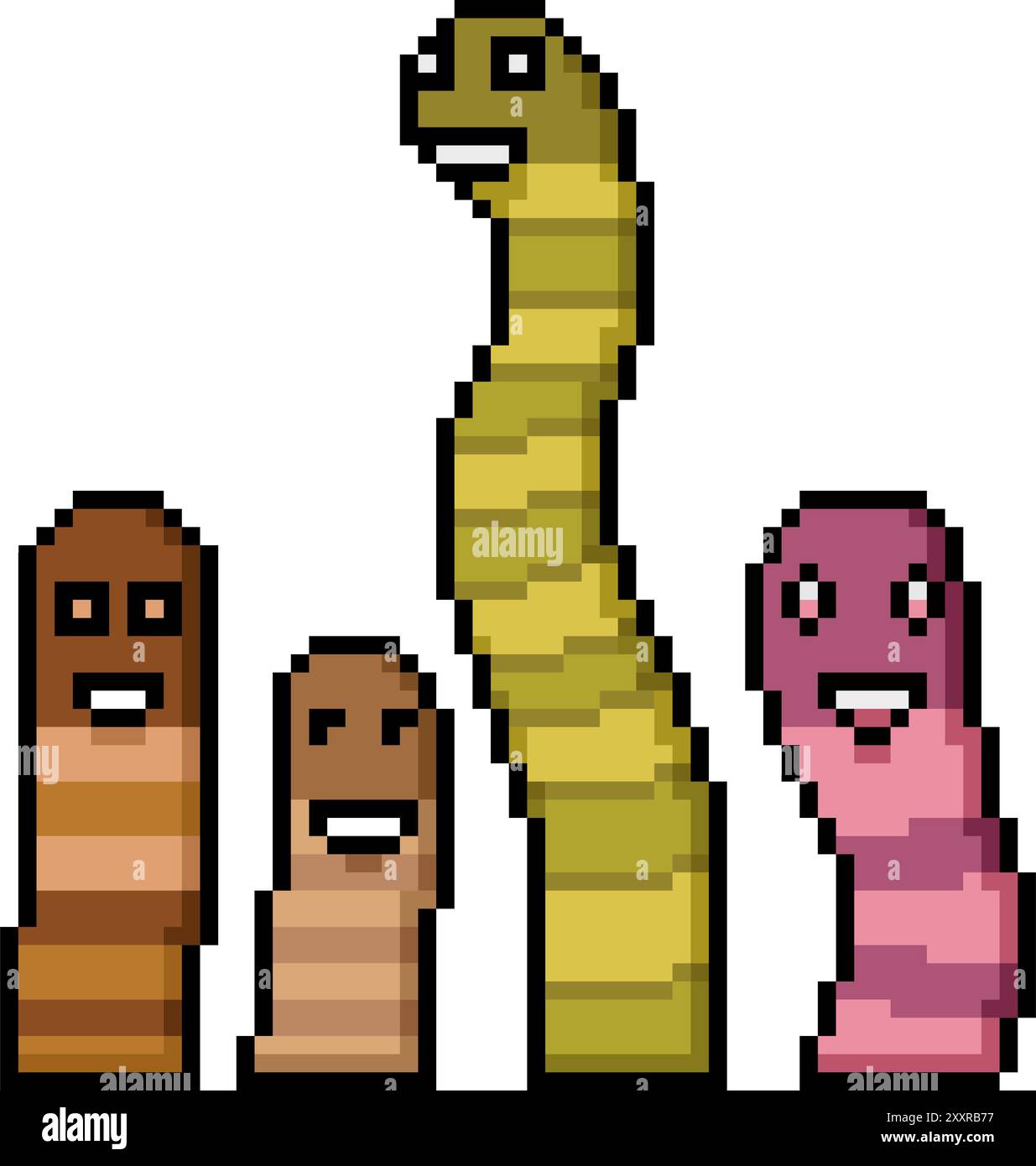 pixel art of earth worm friend isolated background Stock Vector Image ...