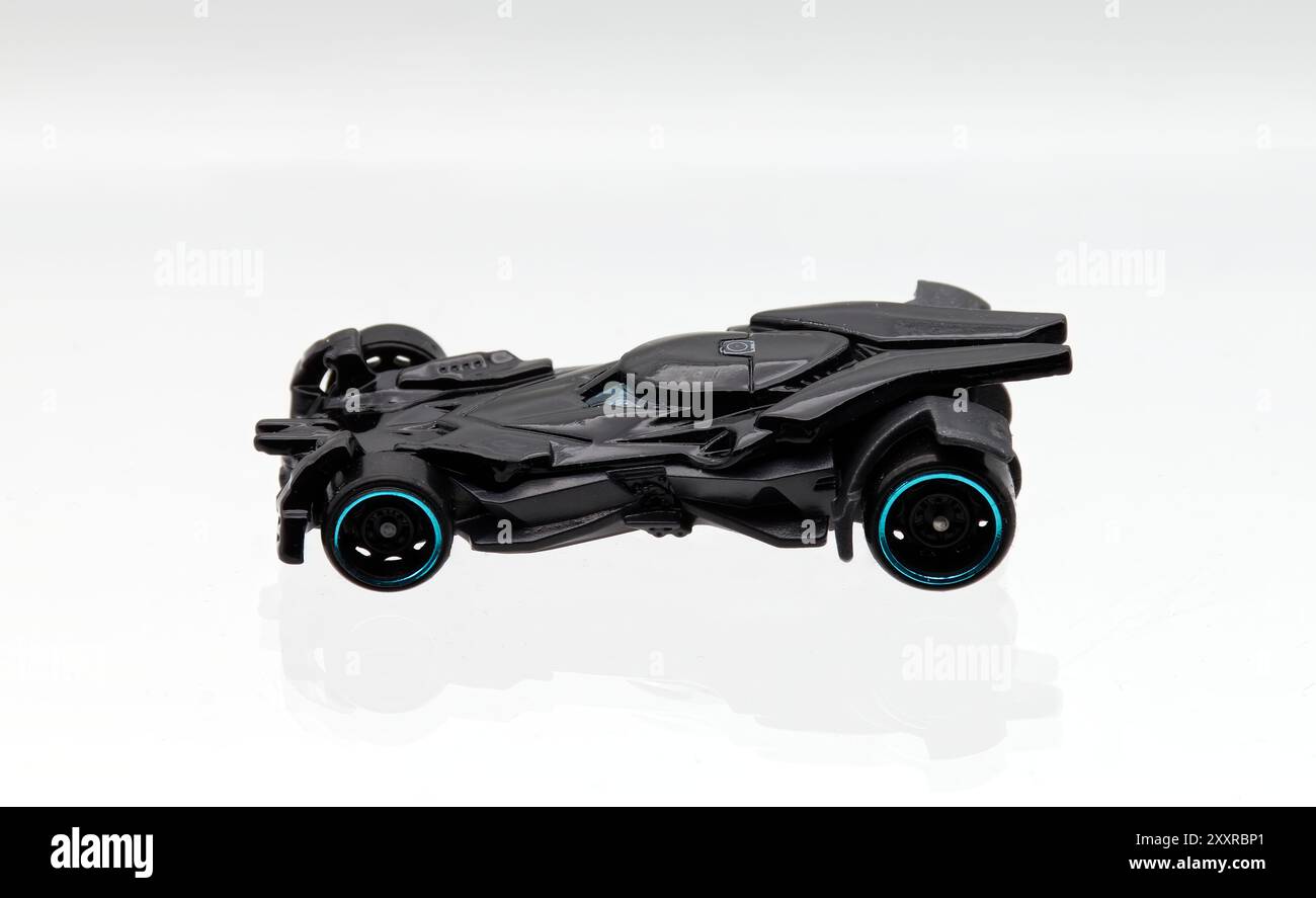 Bologna - Italy - February 16, 2024: Batmobile model replica isolated ...