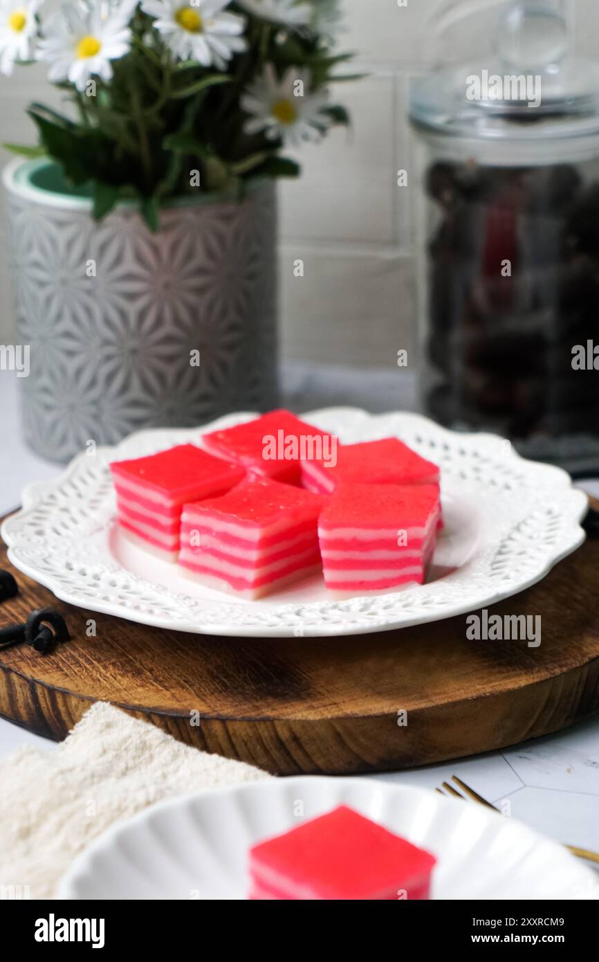 Kuih Lapis, a traditional steamed cake and dessert, made from rice ...