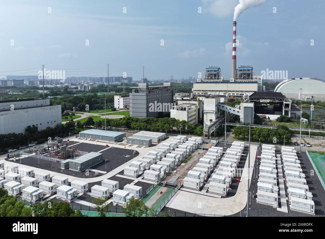 NANJING, CHINA - AUGUST 26, 2024 - Aerial photo shows an energy storage ...