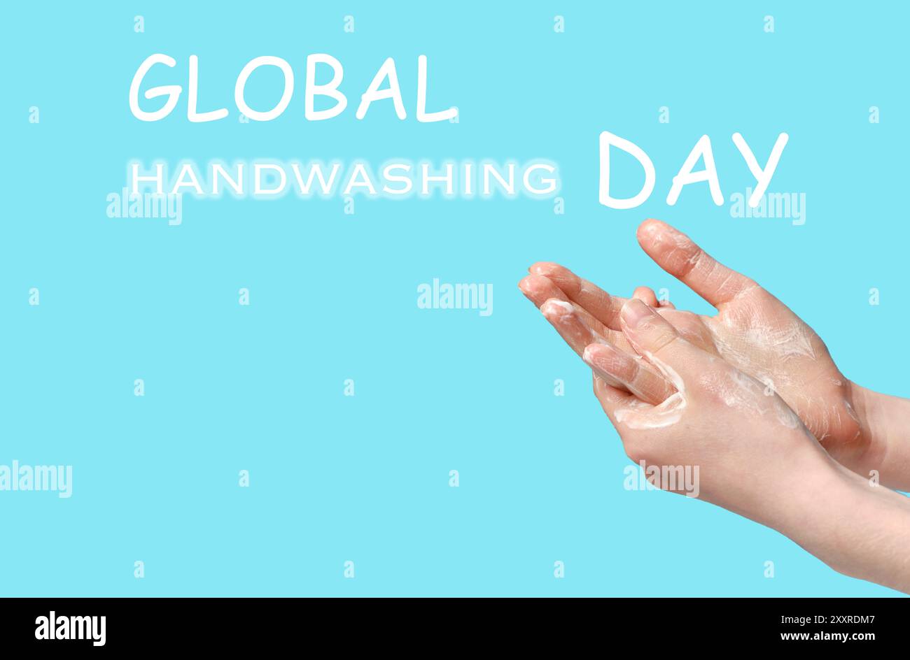 Promotional image for Global Handwashing Day with soapy hands ...