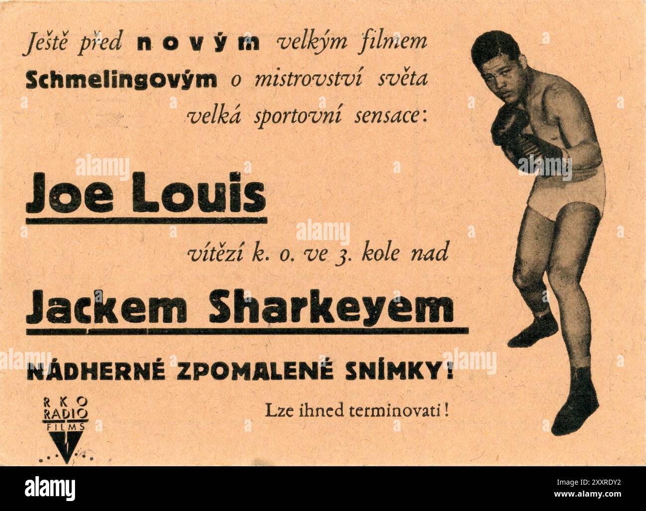 Czech promotional postcard for the film of the boxing match between JOE ...