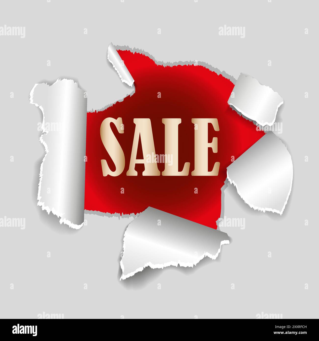 Red background sale tag with exploding hole and drop shadow Stock ...