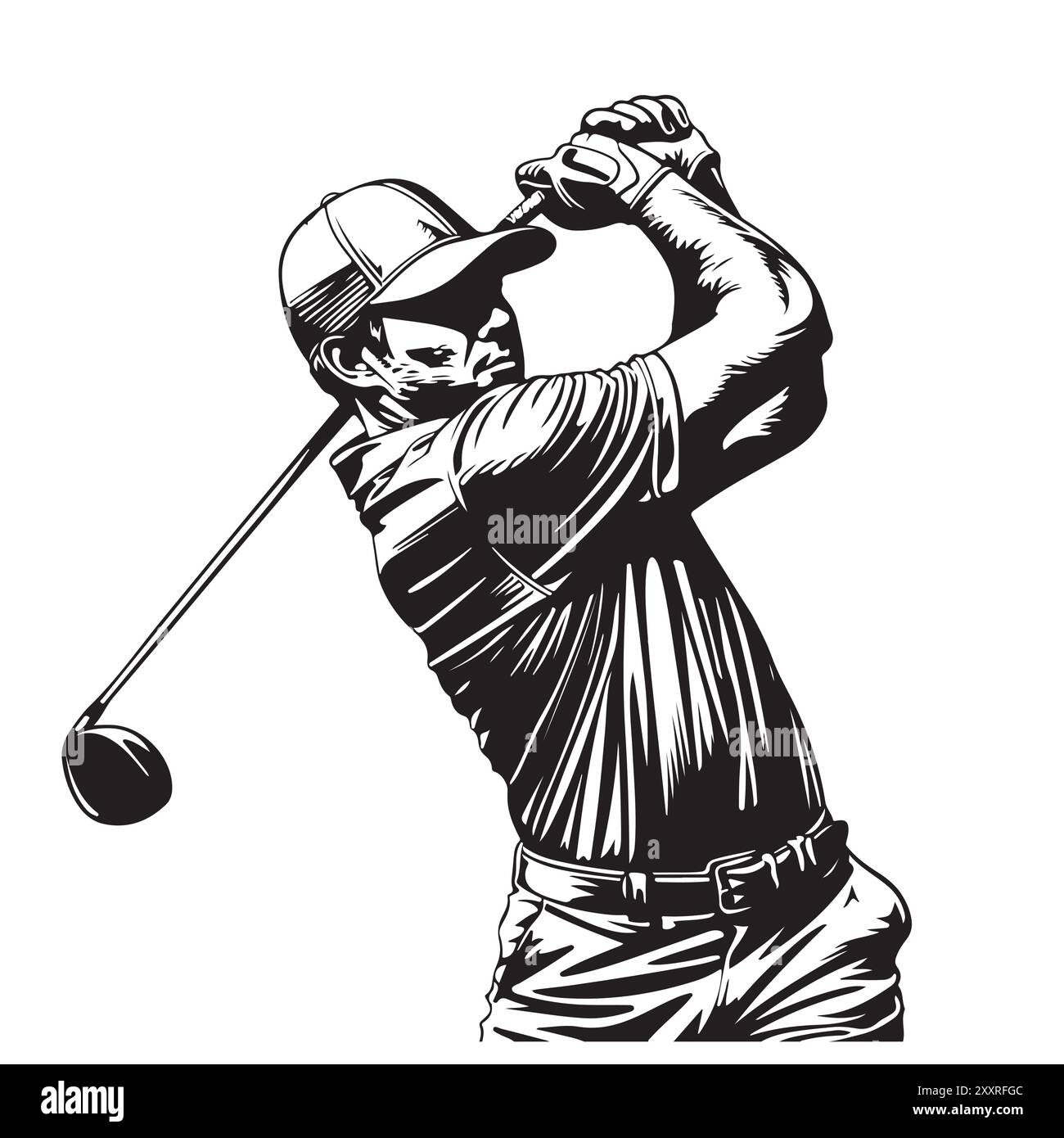 Golf player, abstract vector silhouette, golfer sketch Stock Vector ...