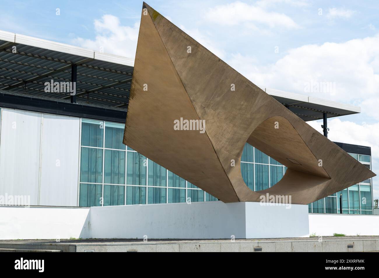 The concrete sculpture "Signal" by Henri Georges Adam in front of the ...