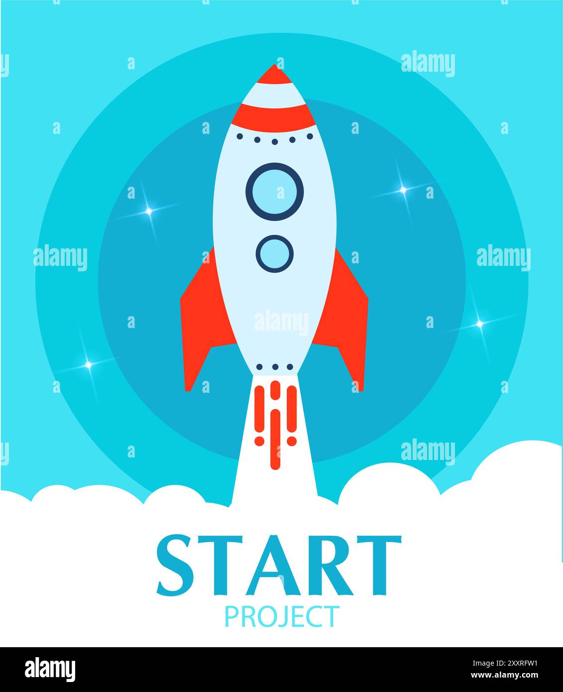 Blue rocket takes off into stars space . rocket space ship in flat ... Blue rocket takes off into stars space . rocket space ship in flat ...