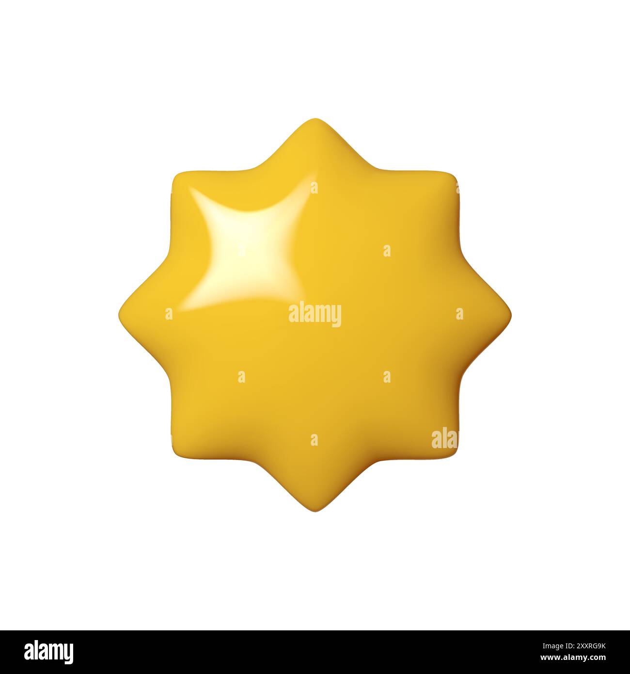 Yellow Star Shaped Balloon Isolated on White Background - Realistic 3D ...