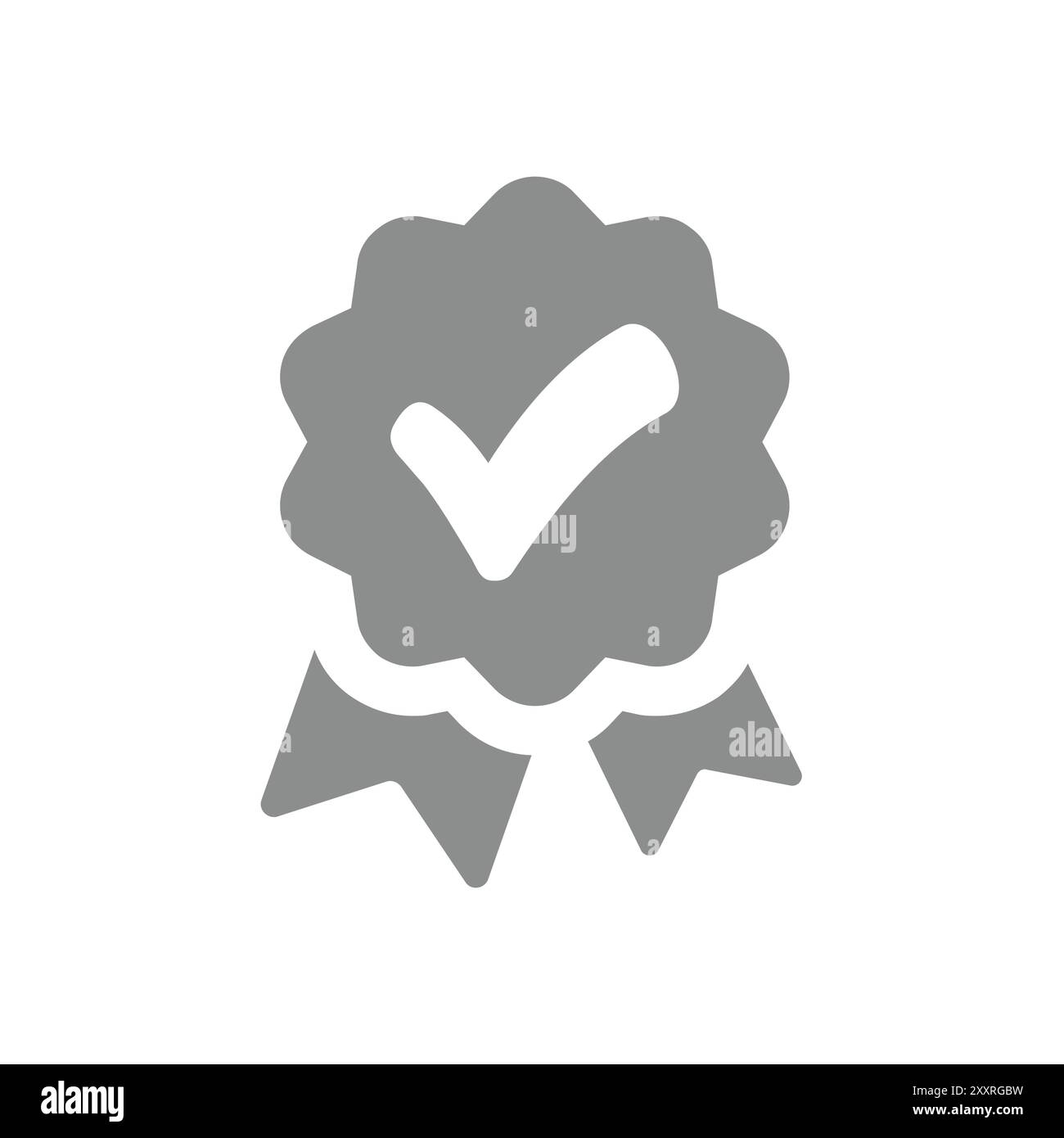 Quality ribbon badge vector icon. Accepted or approved with checkmark ...
