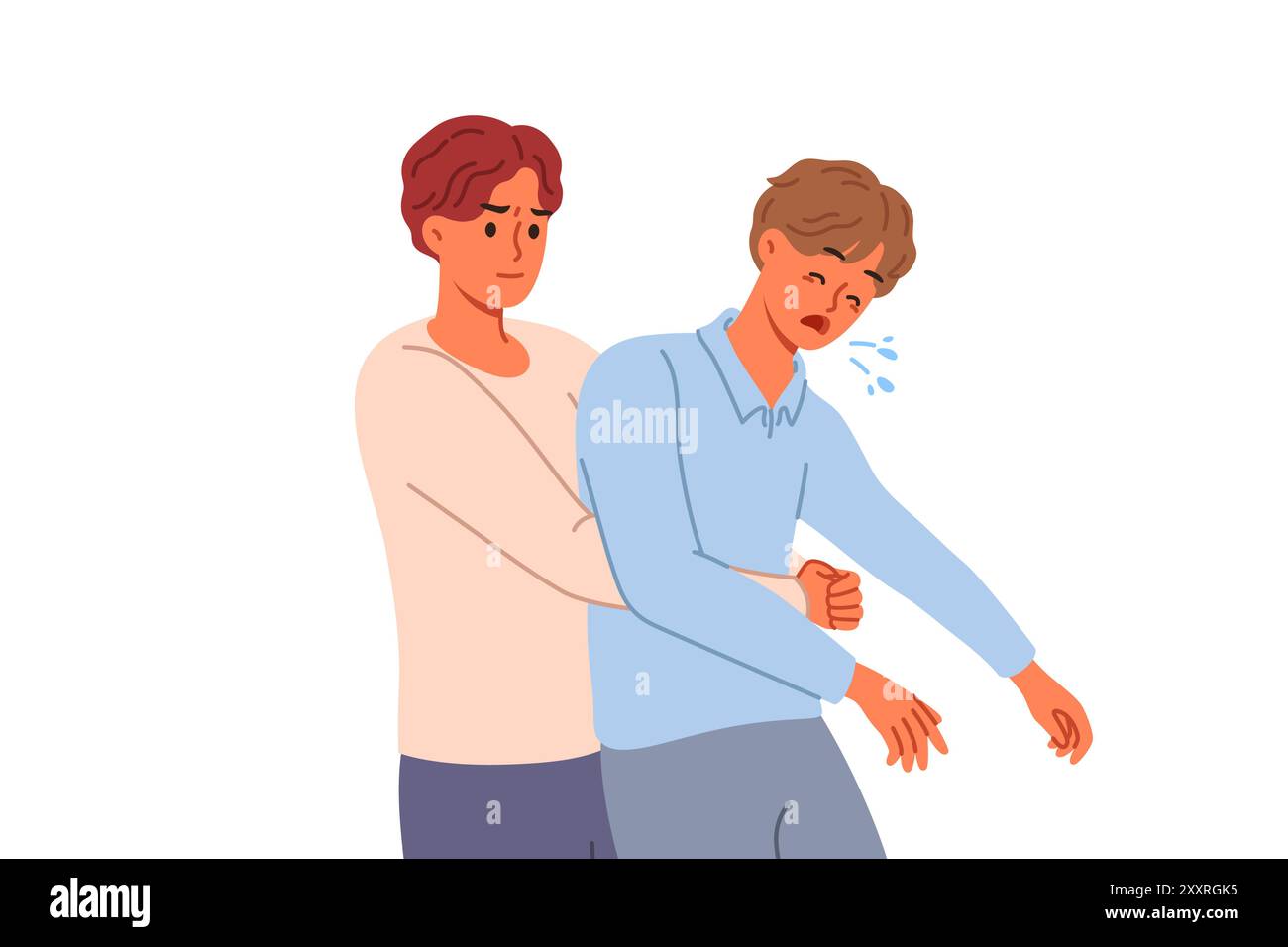 Man performs heimlich maneuver for choking friend, providing first aid ...