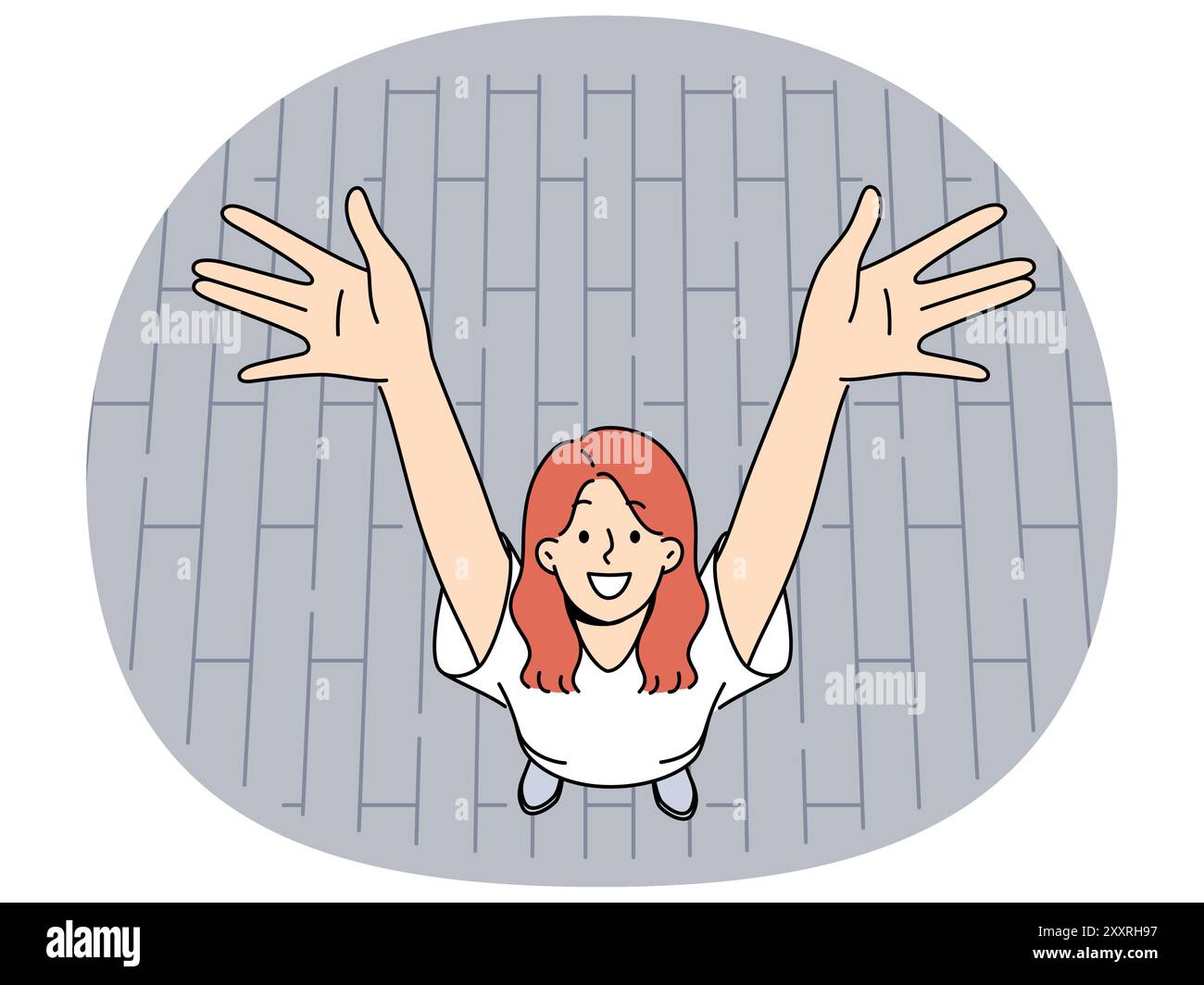 Woman raises hands on street hi-res stock photography and images - Alamy