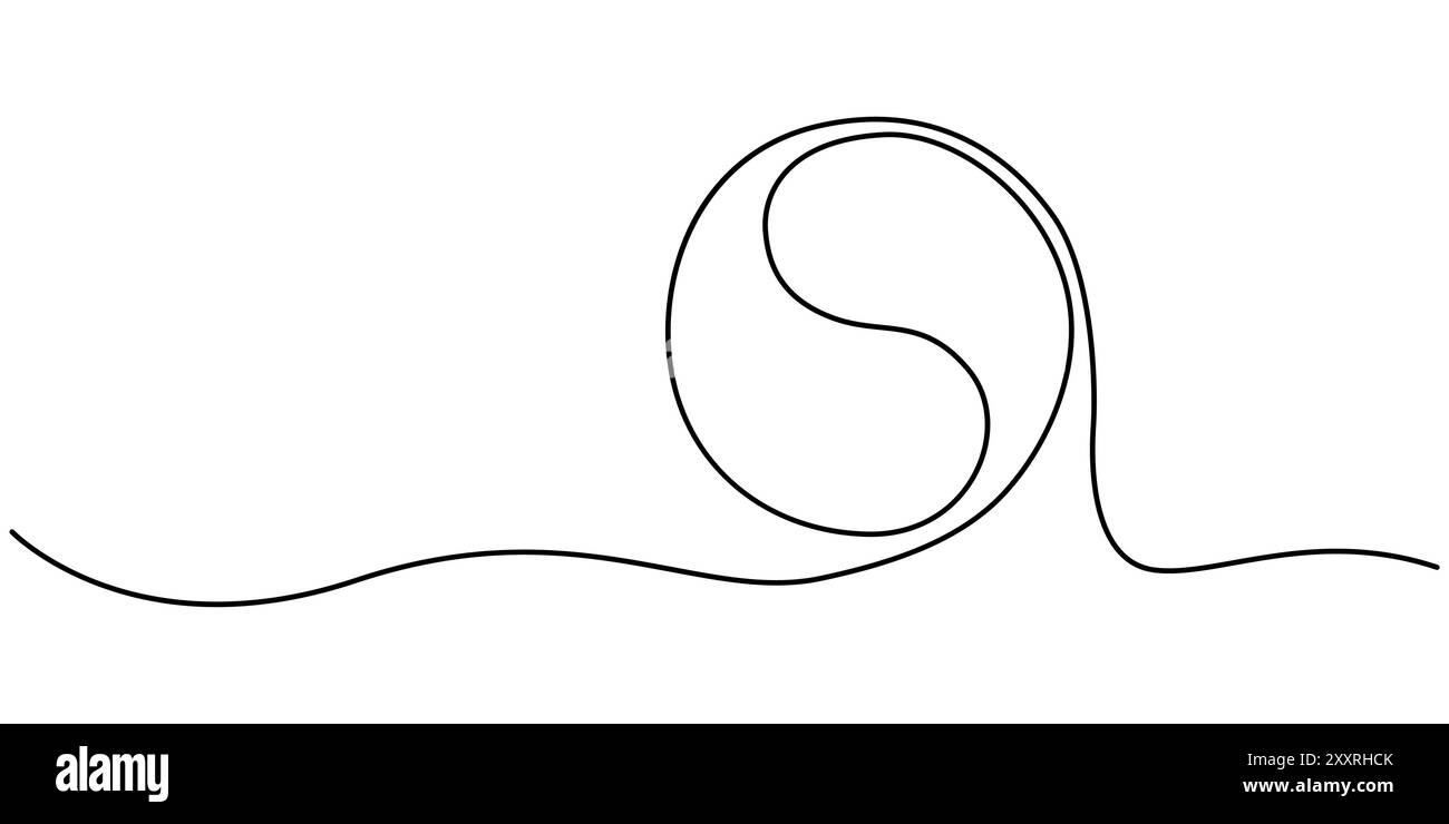 One continuous line drawing of Yin yang symbol sign. Vector ... One continuous line drawing of Yin yang symbol sign. Vector ...