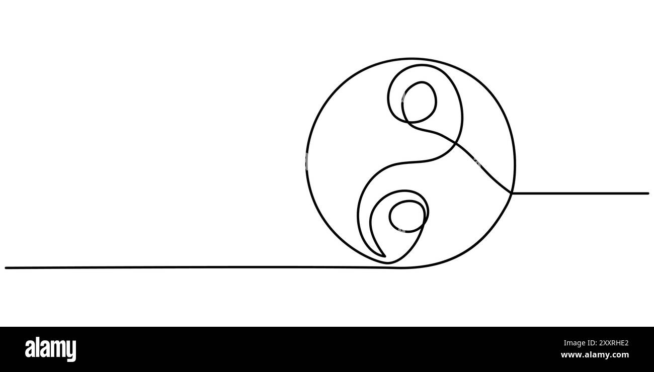 One Continuous Line Drawing Of Yin Yang Symbol Sign Vector Illustration Tattoo Design Yin