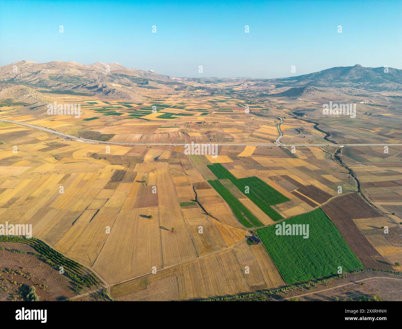 Aerial view of the fields around Karatas Lake in Burdur, Turkey Stock ...