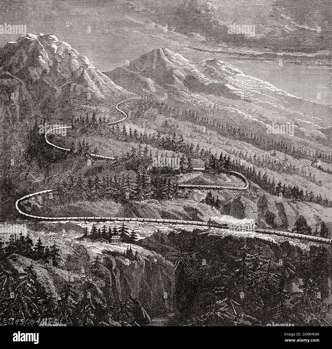 The Mont Cenis Pass Railway, in operation 1868 - 1871 during the ...
