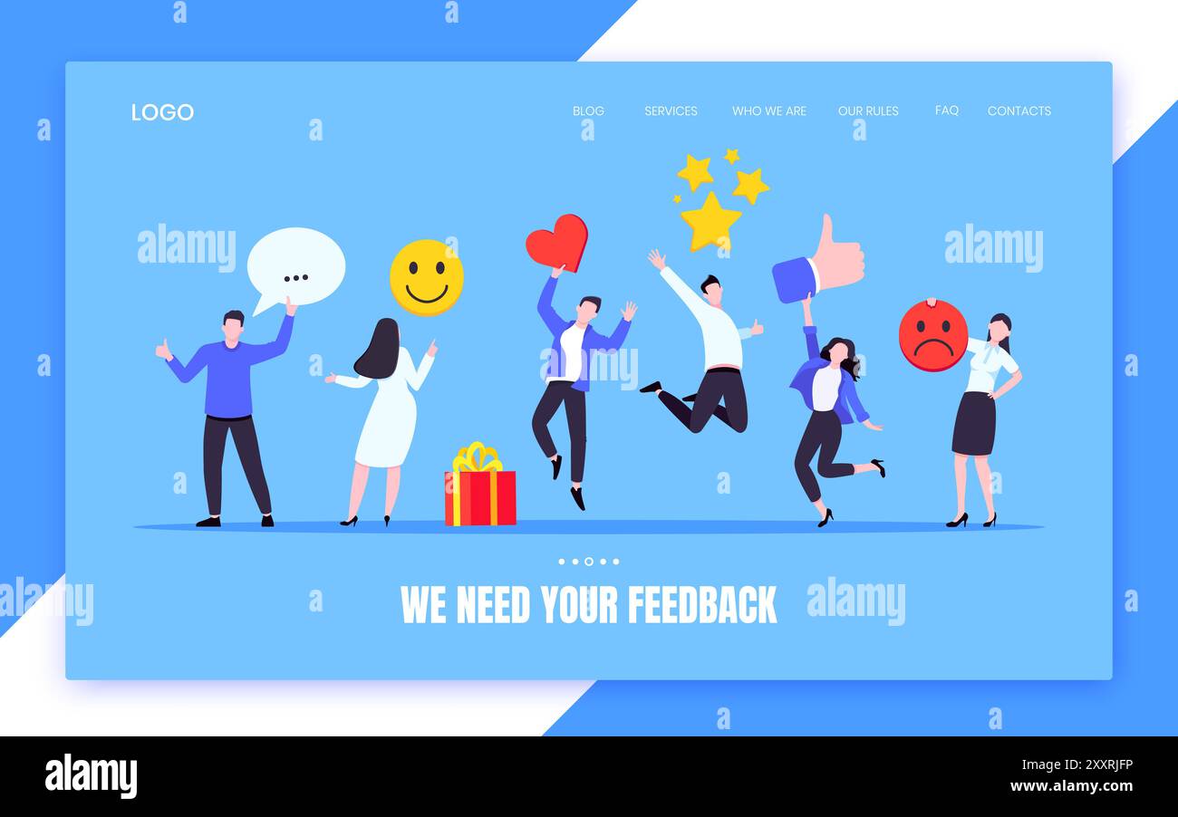 Employee feedback work satisfaction survey business concept flat vector ...