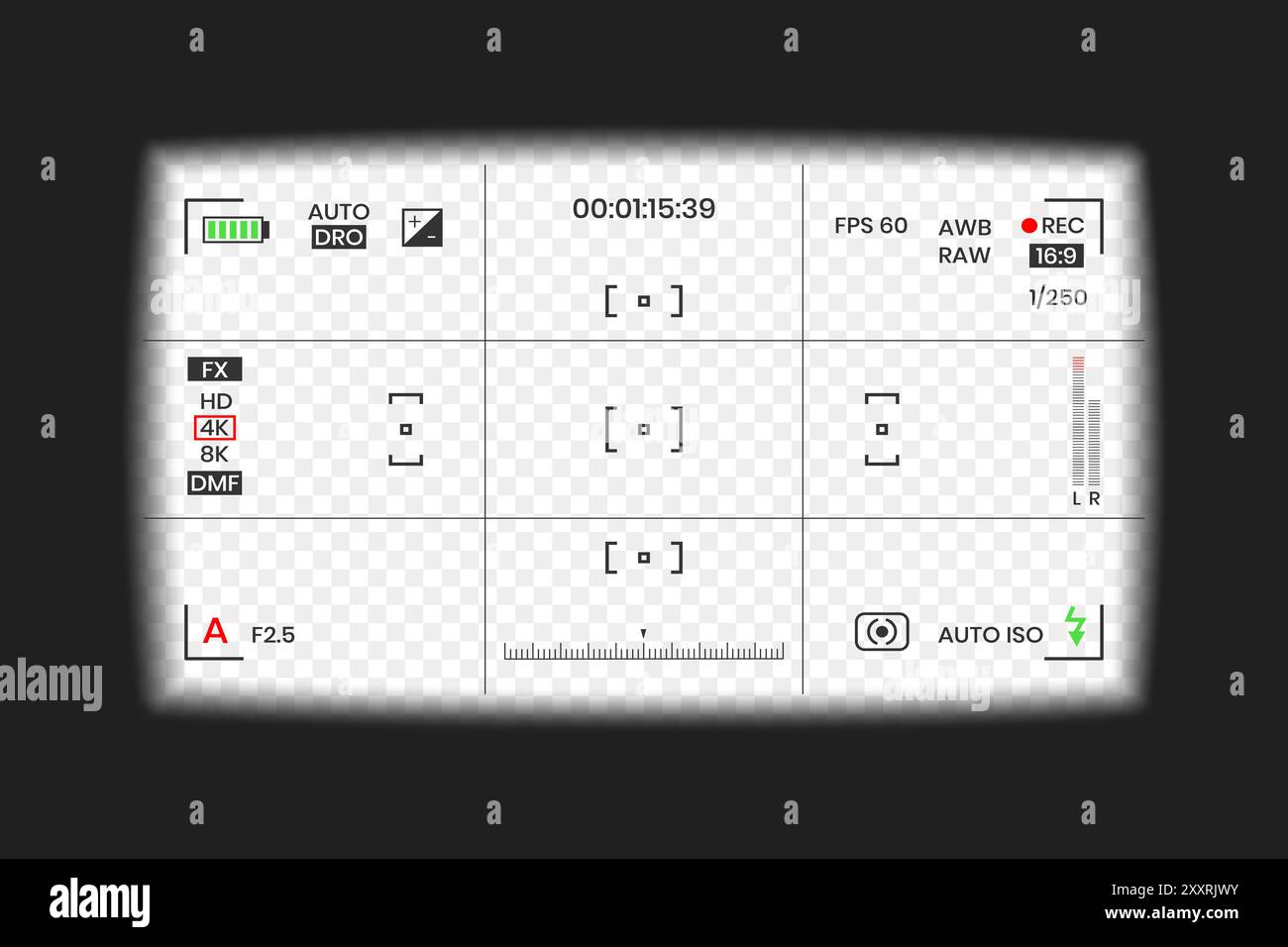 Camera viewfinder video or photo frame recorder flat style design ...