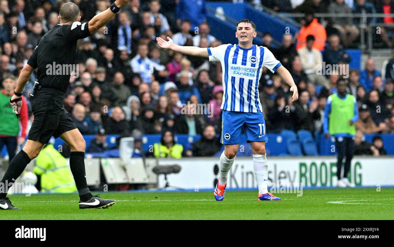 Billy Gilmour of Brighton appeals to the referee during the Premier ...