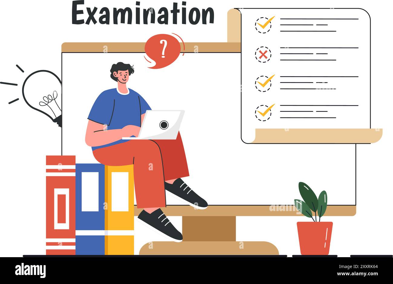 Examination Paper Vector Illustration with Online Exam, Form, Papers ...