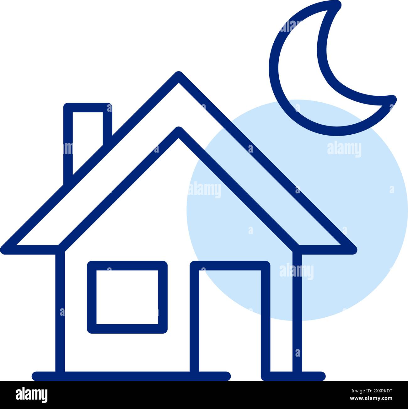 Home and crescent moon symbol. Cozy dream house at night. Pixel perfect ...