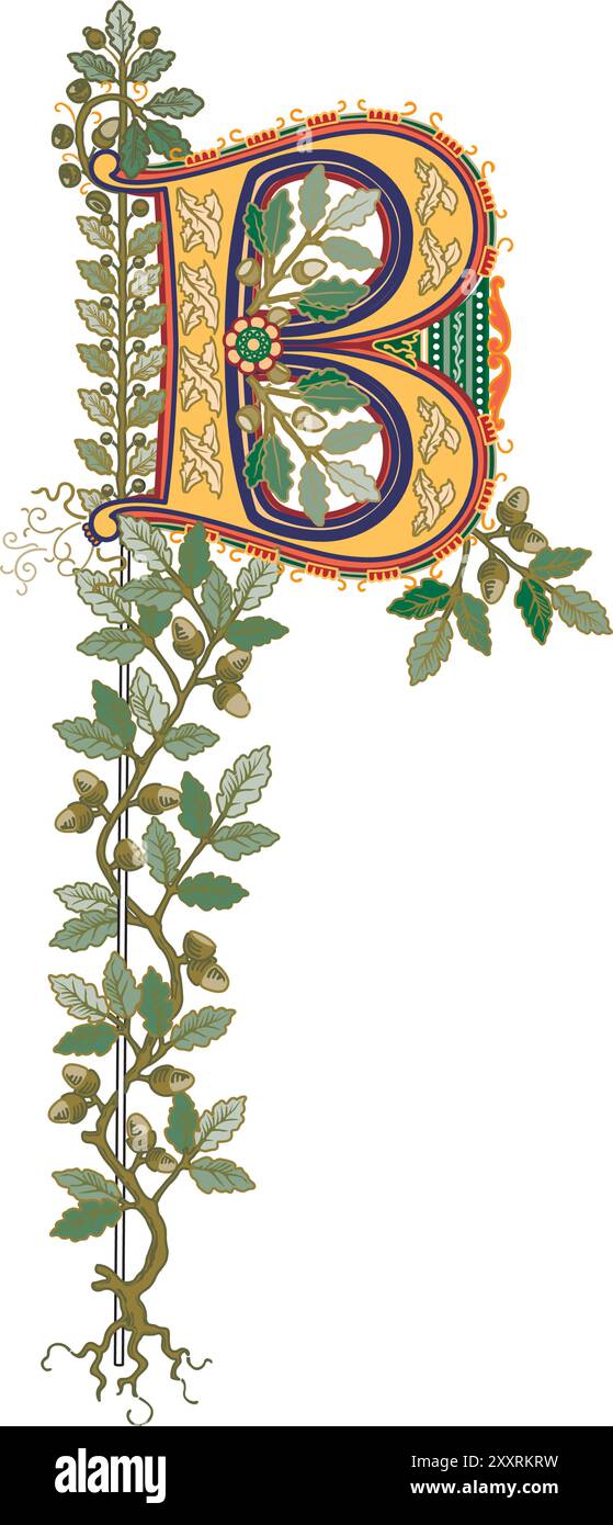 Art Cinderella Initial Caps Font Capital Letter B vector design ...